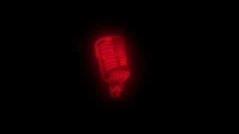 Neon glowing red microphone icon animati... | Stock Video | Pond5