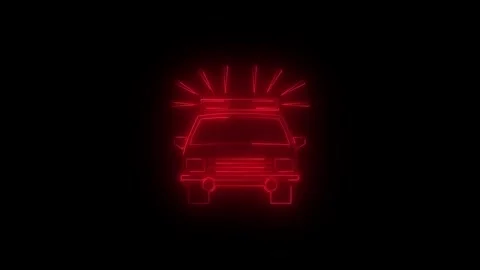 Neon glowing red police car icon animati... | Stock Video | Pond5