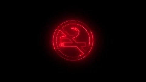 Neon glowing red smoking ban icon animat... | Stock Video | Pond5