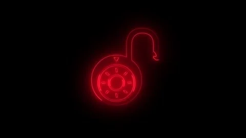 Neon glowing red unlock icon animation i... | Stock Video | Pond5
