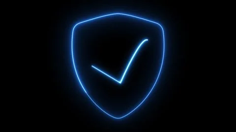 Neon glowing tick mark icon animated on ... | Stock Video | Pond5
