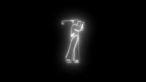 Neon glowing white golf icon animation i... | Stock Video | Pond5