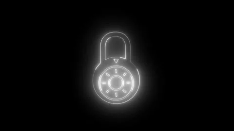 Neon glowing white lock icon animation i... | Stock Video | Pond5