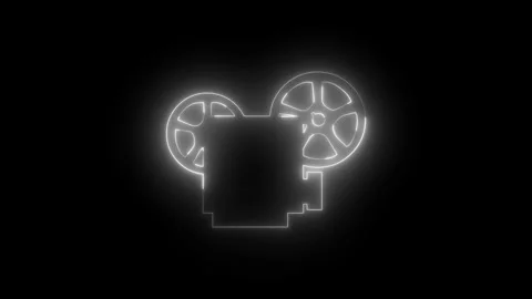 Neon glowing white projector icon animat... | Stock Video | Pond5