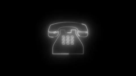 Neon glowing white telephone icon animat... | Stock Video | Pond5