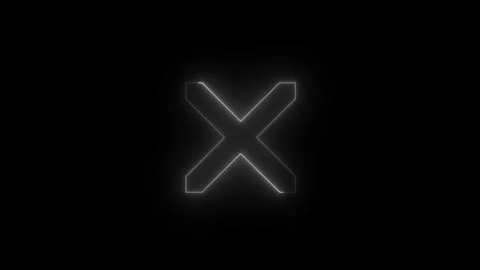 Neon glowing white X mark icon animation... | Stock Video | Pond5