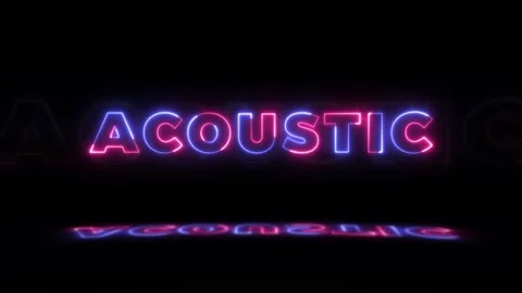 Neon glowing word 'ACOUSTIC' on a black ... | Stock Video | Pond5