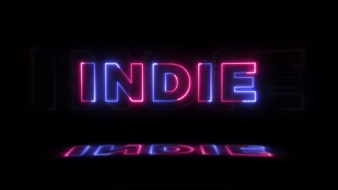Neon glowing word 'INDIE' on a black bac... | Stock Video | Pond5