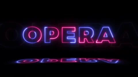 Neon glowing word 'OPERA' on a black bac... | Stock Video | Pond5