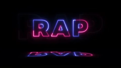 Neon glowing word 'RAP' on a black backg... | Stock Video | Pond5