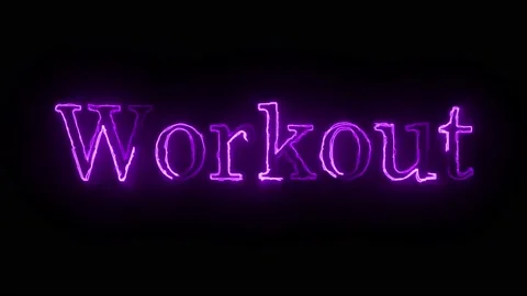 Neon glowing word 'WORKOUT' on a black b... | Stock Video | Pond5