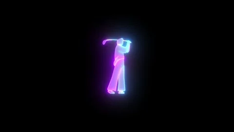 Neon golf stick man icon glowing animate... | Stock Video | Pond5
