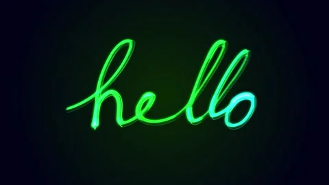 Neon Gradient Blue and Green Hello Text ... | Stock Video | Pond5