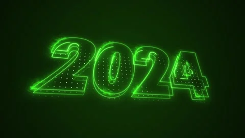 Neon Green 2024 Year Icon 3D Outline Loo... | Stock Video | Pond5