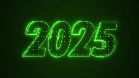 Neon Green 2025 Year Icon Outline Loop B... | Stock Video | Pond5