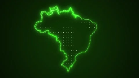 Neon Green Brazil Map Borders Outline Lo... | Stock Video | Pond5