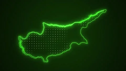 Neon Green Cyprus Map Borders Outline Lo... | Stock Video | Pond5