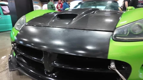 Neon Green Dodge Viper Carbon Fiber | Stock Video | Pond5