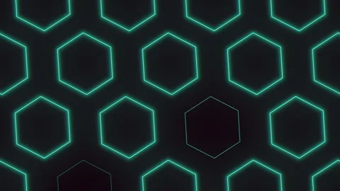 A Neon Green Hexagons On A Black Backgro... | Stock Video | Pond5