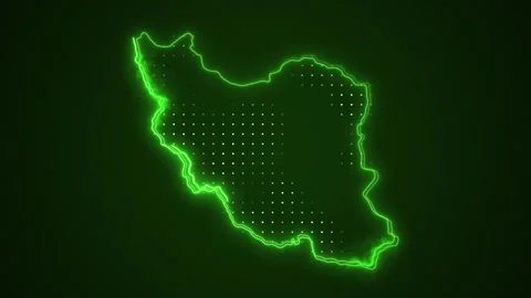 Neon Green Iran Map Borders Outline Loop... | Stock Video | Pond5