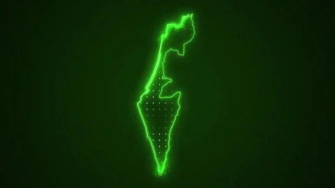 Neon Green Israel Map Borders Outline Lo... | Stock Video | Pond5