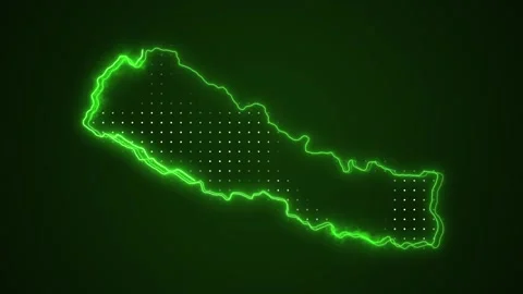 Neon Green Nepal Map Borders Outline Loo... | Stock Video | Pond5