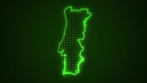 Neon Green Portugal Map Borders Outline ... | Stock Video | Pond5