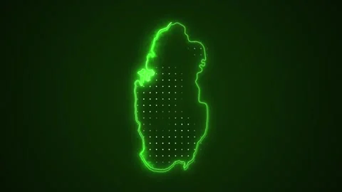 Neon Green Qatar Map Borders Outline Loo... | Stock Video | Pond5