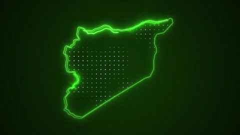 Neon Green Syria Map Borders Outline Loo... | Stock Video | Pond5