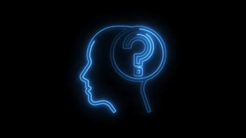 Neon head with question mark thinking pr... | Stock Video | Pond5
