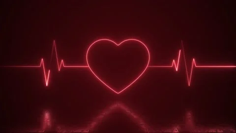 Neon Heart With Heartbeat Line Life Supp... | Stock Video | Pond5
