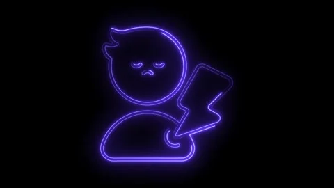 Neon icon animation of angry boy with el... | Stock Video | Pond5