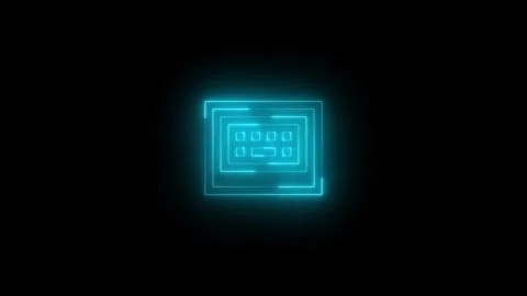 Neon keyboard undock icon glowing black ... | Stock Video | Pond5