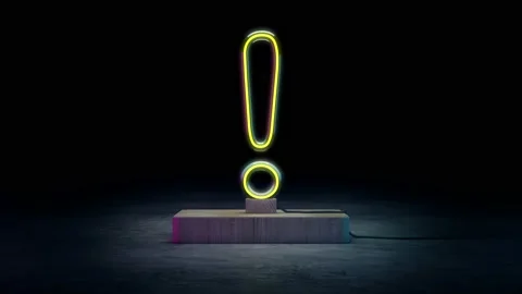 Neon Led Exclamation Mark on Stage with ... | Stock Video | Pond5