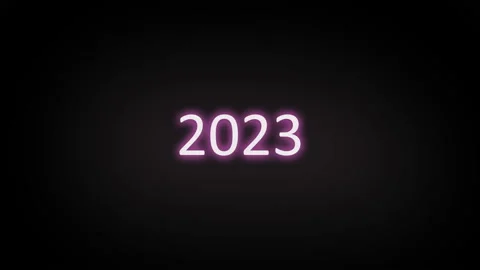 Neon light 2023 text appears on screen 4... | Stock Video | Pond5