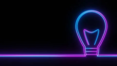 Neon light bulb outline loop animation o... | Stock Video | Pond5