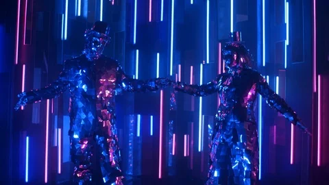 Neon light couple metallic shiny couple ... | Stock Video | Pond5
