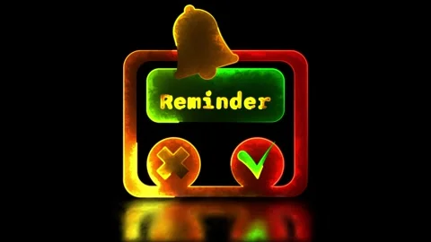 Neon light effect loop reminder bell win... | Stock Video | Pond5