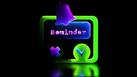Neon light effect loop reminder bell win... | Stock Video | Pond5