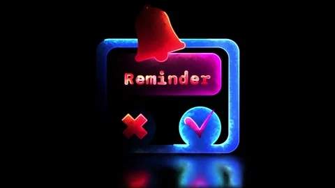 Neon light effect loop reminder bell win... | Stock Video | Pond5