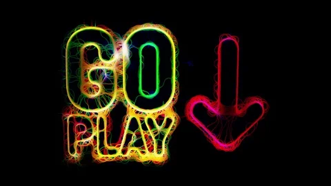 Neon light signage of Go play with down ... | Stock Video | Pond5