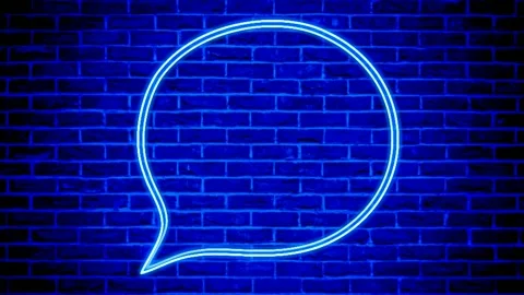 Neon light speech bubble border frame an... | Stock Video | Pond5