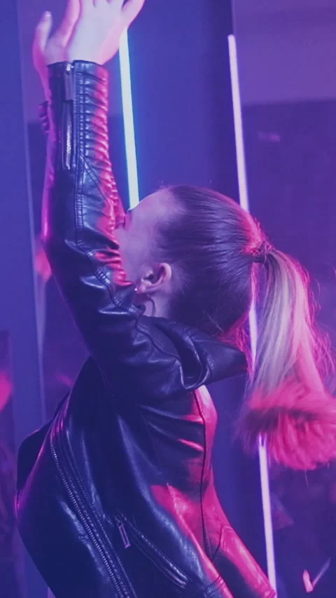 neon light women dance party happy verti... | Stock Video | Pond5