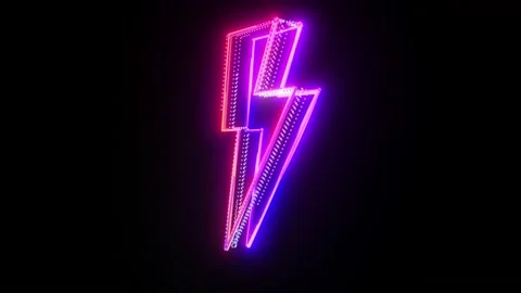 Neon Lightning Bolt. 3d rendering | Stock Video | Pond5