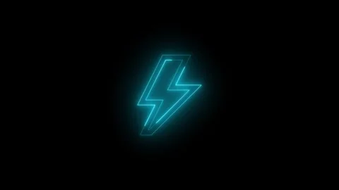 Neon lightning bolt icon glowing black b... | Stock Video | Pond5