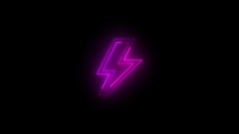 Neon lightning bolt icon glowing black b... | Stock Video | Pond5