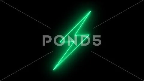 Neon lightning bolt set. electric bolt symbol. high-voltage thunderbolt ...