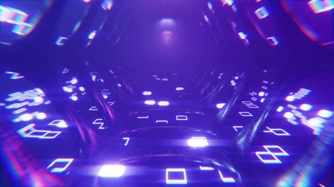 Neon Lights Hexagon Tunnel Loop | Stock Video | Pond5