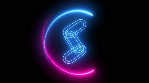 Neon link icon. neon style on black back... | Stock Video | Pond5