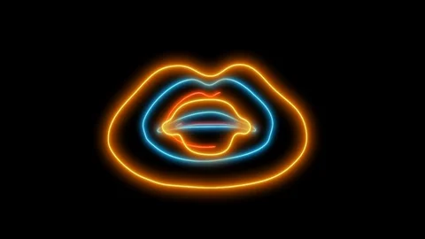 Neon Lips blowing a kiss loop background | Stock Video | Pond5